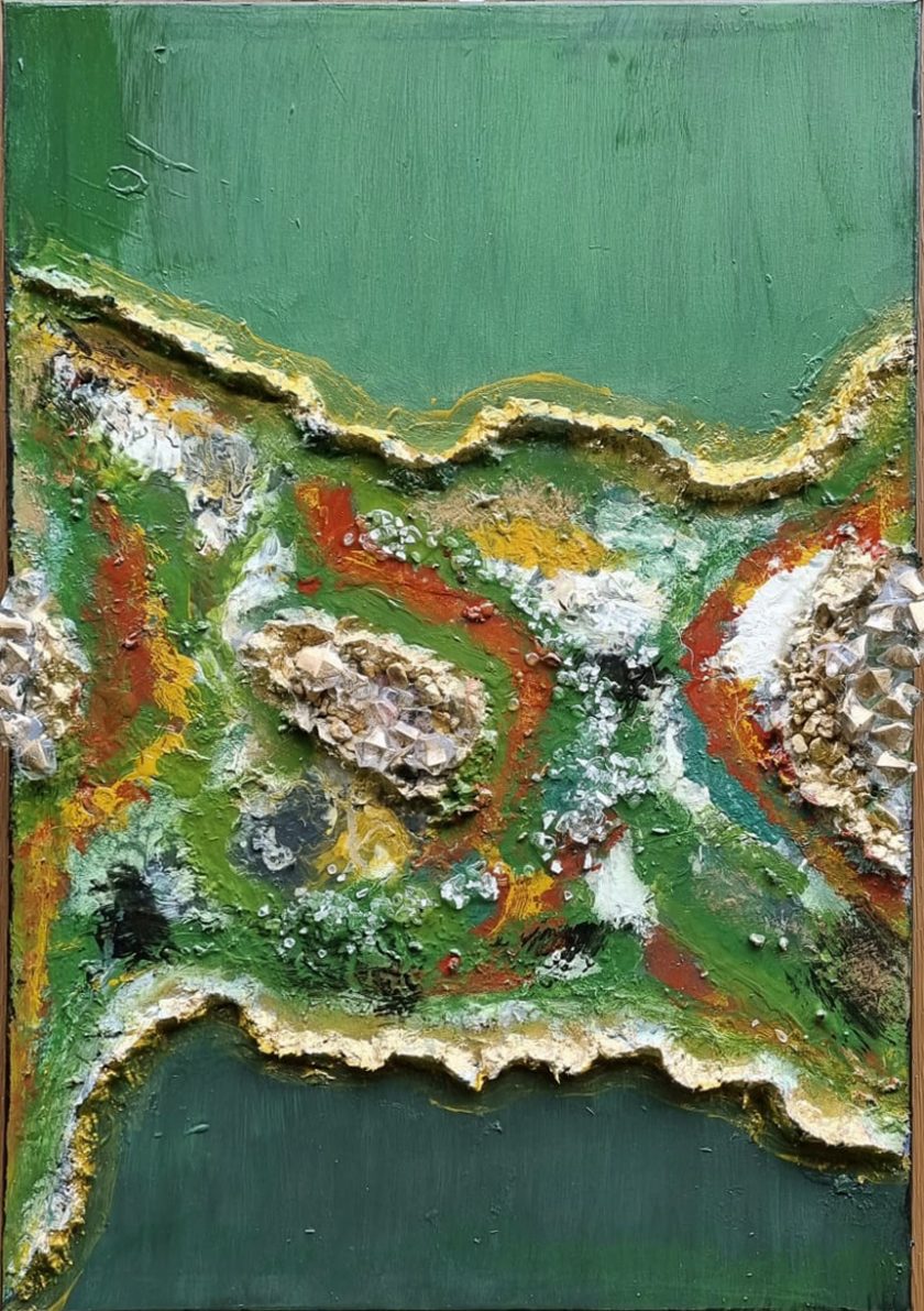 Earthy Elegance Abstract Art, Mixed Medium Panorama, Art by Forever ...