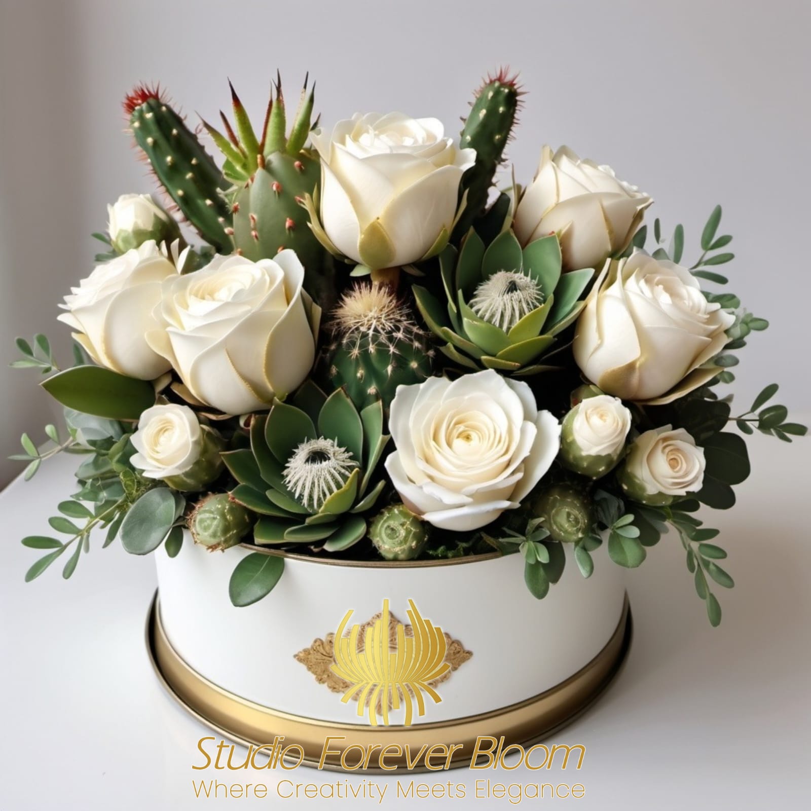 Affordable Classy Elegant Faux Flowers | 'Chic Rose & Cactus Tins ...